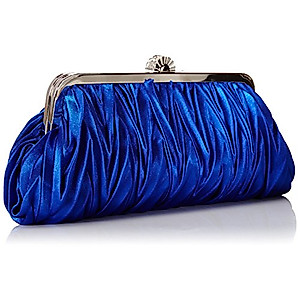 Yonger Womens Vintage Satin Cocktail Party Handbag Wedding Bag Shoulder Chain-blue