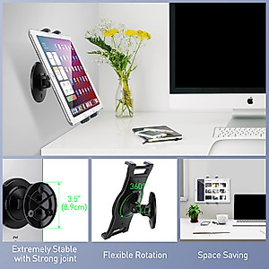 AboveTEK iPad Wall Mount, Swivel 360° Rotating Tablet Holder Two Brackets to Fit 6-13" Tablets, Horizontal/Vertical Tilt iPad Arm for Flexible Viewing Angles in Kitchen Showroom Retail Store (Black)