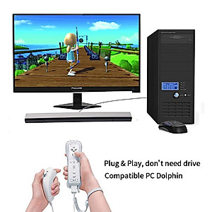 Aokin USB Sensor Bar for Wii, Replacement USB Wired Infrared Ray Sensor Bar for Nintendo Wii, Wii U, Includes Clear Stand, Silver/Black