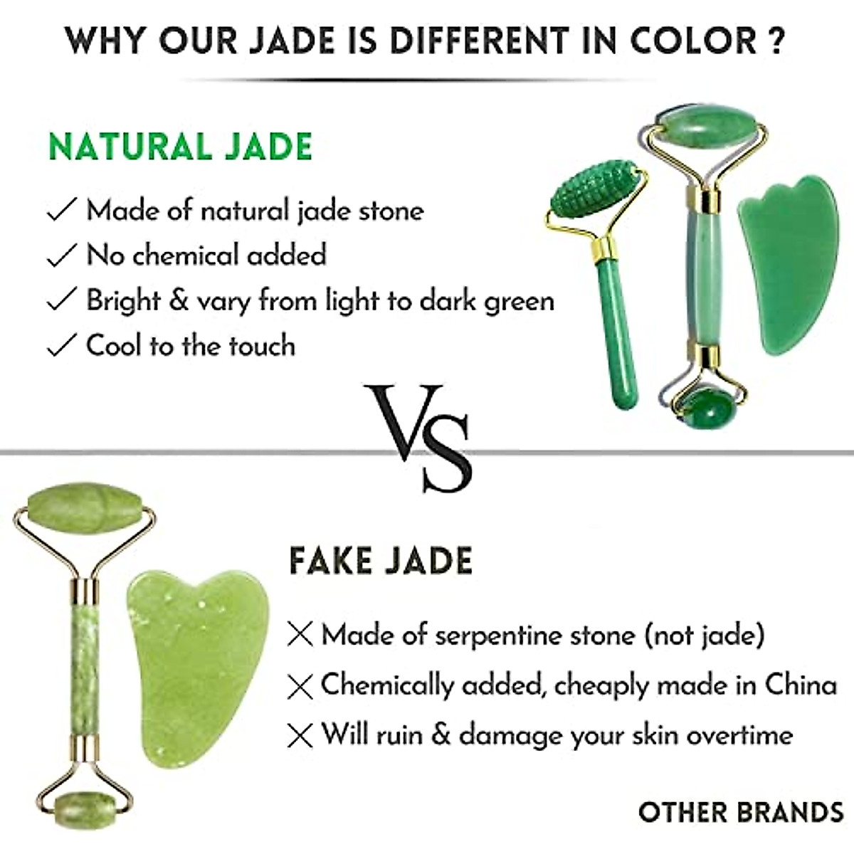 4-in-1 Jade Roller and Gua Sha Set. Jade Face Roller with Eye Massager, Jade Gua Sha, Ridged Roller Massager. Jade Roller For Face Real Jade 100% Jade Stone Roller. Warm Facial Massager or Ice Roller