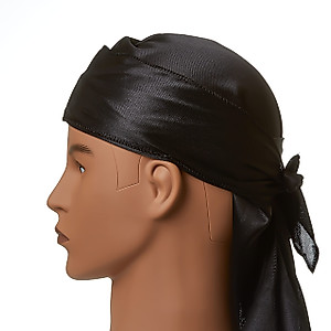 KISS Red Power Wave Silky Satin Durag Extra Long Tails (Black)