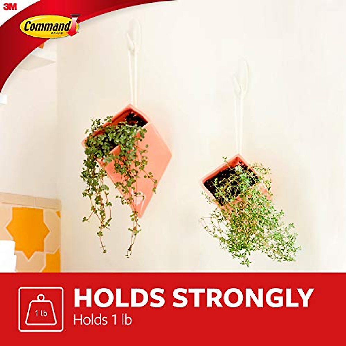 Command Small Designer Hooks, White, 2-Hooks, 4-Strips, 6-Pack, Organize Damage-Free