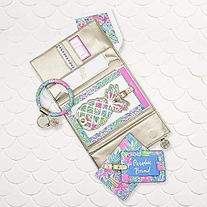 Lilly Pulitzer Women's Vegan Leather Gold Clutch Purse, Travel Wallet with Pocket Notepad, Metallic Gold