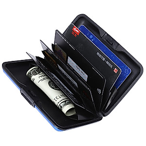 Set of 6 Aluminium Metal Credit Card Wallet Holder/Moneybag Storage- Prevent Identity Theft by Blocking RFID Scanning of Your Credit Cards (Assorted Colors) Size 11x7x5.2cm