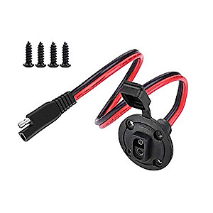 Bolloo SAE Power Socket Sidewall Port, Weatherproof SAE Quick Connect Solar Panel Mount Universal Flush-Mountable Connector, 16AWG SAE Cable with 4 Screws for Solar Generator Battery Charge (1 Pack)