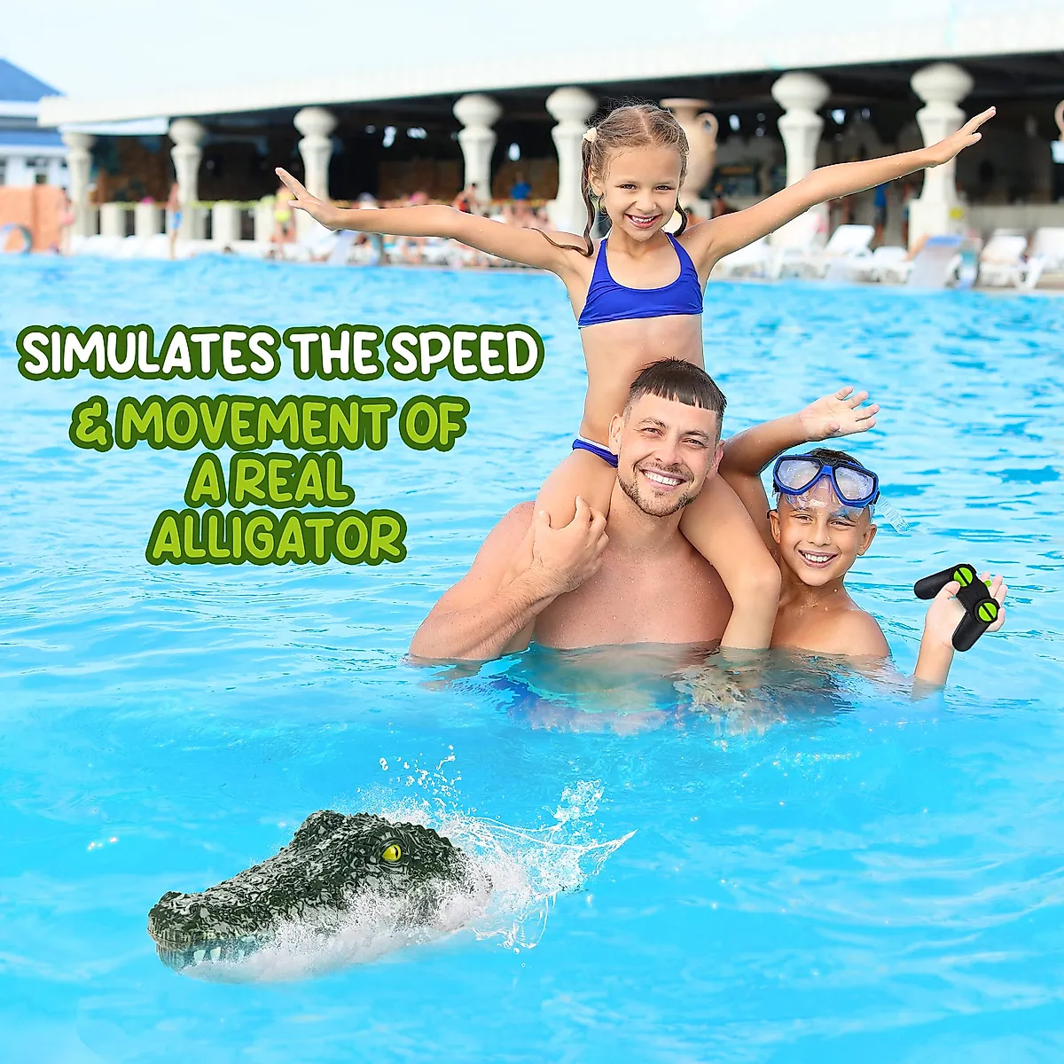 Doohickey Remote Control Alligator Head Boat for Kids and Adults, Simulates The Speed and Movement of a Real Alligator, for Pools, Water Parks, Lakes and More, Includes Gator Head and Remote Control