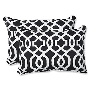 Pillow Perfect Trellis Indoor/Outdoor Accent Throw Pillow, Plush Fill, Weather, and Fade Resistant, Large Lumbar - 16.5" x 24.5", Black/White New Geo, 2 Count