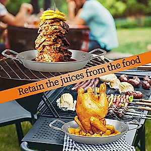 Al Pastor Skewer for Grill, BBQ Vertical Stand Skewer Tacos Barbecue Hack Vertical Spit with 13" Base Pan for Shawarma-Grilling Accessory Brazilian Churrasco with 3 Spikes (8”, 10" and 12”)
