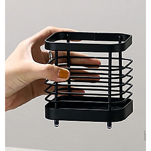 ANHORTS Utensil Holder Stainless Steel, Cutlery Drainer Rack for Kitchen Counter, Countertop Organizer for Flatware Silverware Dinner Forks, Knives and Spoons, Black