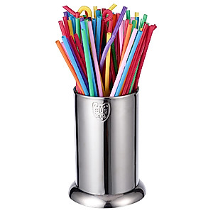 IMEEA Straw Holder for Counter SUS304 Stainless Steel Straw Dispenser Coffee Stirrers Holder