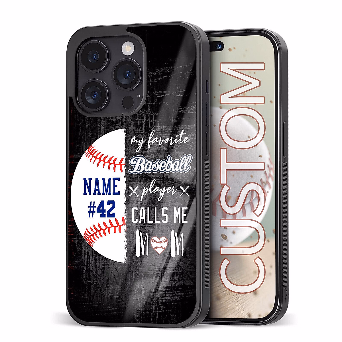 Eomnniofoy Custom Baseball Mom Phone Cases for Samsung Galaxy S10 S20 S21 S22 S23 S24 S25 Ultra Plus FE Edge | for iPhone Moto for Pixel, My Favorite Player Call Me Mom Gifts for Women Girls