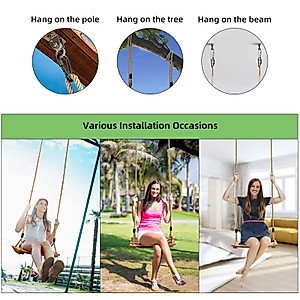 PELLOR Beech Wood Tree Swing Seat Hanging Swing Seat for Adult Kids Children Swing Chair Indoor and Outdoor Garden Play