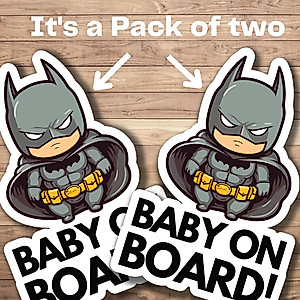 Baby on Board Stickers | Kids in Car Pack of 2 stickers (Bat Baby 01)