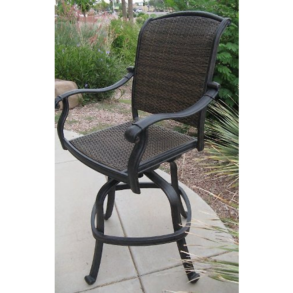 Santa Clara Outdoor Patio Set 6pc Swivel Barstools 30" H Dark Bronze Cast Aluminum