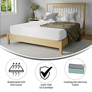 EMMA + OLIVER Camellia Twin Mattress in a Box - 8" Memory Foam - 6" Poly Base with Green Tea Cooling Gel - 2" Charcoal Infused Gel Memory Foam - Mattress in a Box