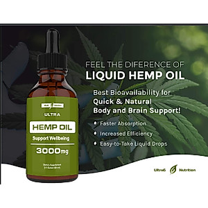 Hemp Oil with 3000mg - 120 Servings. Hemp Extract. Made in The USA