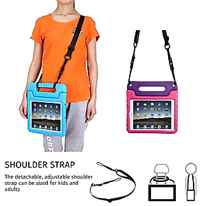 HDE Shoulder Strap for Shockproof iPad Case - Adjustable Carry Strap Compatible with All Shock Proof Apple iPad Cases for Kids - Detachable Universal Design Transforms into a Car Headrest Mount