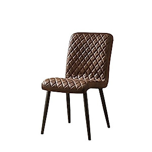 ACME Millertton Side Chair (Set-2) - 70423 - Vintage Chocolate Top Grain Leather & Antique Black