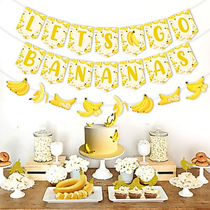 Banana Birthday Decorations Let's Go Bananas Banner Gold Banana Theme Garland for 1st Birthday Baby Shower Banana Fruit Themed Party