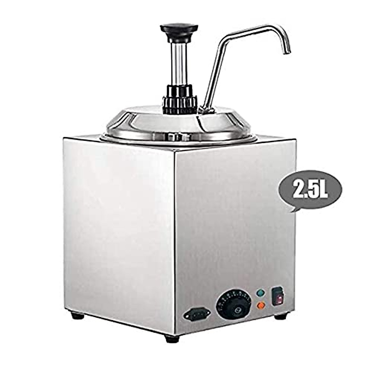 oiakus Commercial Hot Fudge Warmer, Nacho Cheese Sauce Warmer Pump Dispenser, Cheese Warmer Stainless Steel for Restaurants, Snack Stations, Cupcake Store