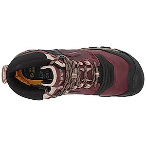 KEEN Women's Ridge Flex Mid Height Waterproof Hiking Boots, Rhubarb/Black, 8.5