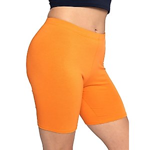 STRETCH IS COMFORT Women's Cotton Biker Shorts Orange Large