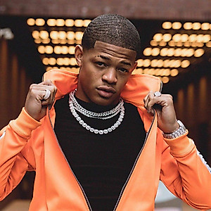 JINAO 10mm Silver Cluster Iced Out Jumbo Tennis Necklace Chain 18k Gold Plated Iced Out Cubic Zirconia Lab Simulated Diamond Square Halo Necklace Tennis Link Chain for Men Women (White Gold, 22)