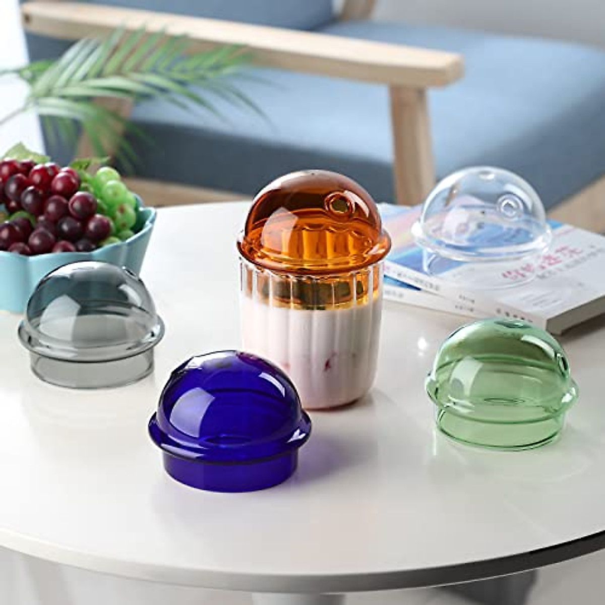 MISNODE 2 PCS Drinking Glasses with Lids and Glass Straw, 450ml Glass Cups Beer Can Glass Ice Coffee Cup Creative Tumbler with Lid and Straw for Home Office Bar Restaurant