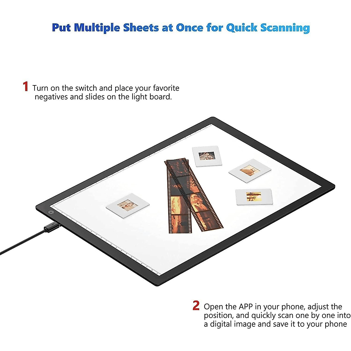 Slide Viewer Light Box, Ultra-Thin A4 USB Powered Light Scanner for Photo Slide and Film Negative Scanning,Tattoo Drawing, Artist Sketching, Stenciling