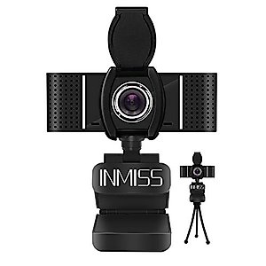 Full HD Webcam 1080P with Microphone Free Tripod Cover Slide - 120° Wide Angle Webcams Streaming USB Web Camera - Pro Computer Camera for Video Calling, Recording, Conferencing, Skype, OBS, PC Laptop