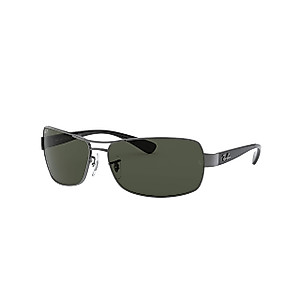Ray-Ban RB3379 Rectangular Sunglasses, Gunmetal/Polarized Dark Green, 64 mm