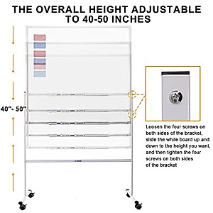 Mobile Whiteboard 36"x24" Magnetic Dry Erase Board with Stand - Adjustable Height Double Side Rolling White Boards on Wheels for Home, Office & School