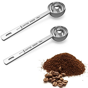 Leyaron Tablespoon Measuring Spoon Set of 2, Coffee Scoop for Ground Coffee, Stainless Steel Coffee Spoons 15ml Long Handle for Coffee Tea Flour Sugar Kitchen