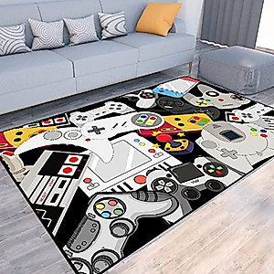Game Rug Teen Boys Carpet with Game Controller Decoration, 3D Gaming Rugs for Boy’s Bedroom Living Room Playroom, Non-Slip Gamer Carpet Children Gaming Area Rugs (60" x 40")