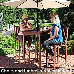 Sunnydaze Meranti Wood 27.5-Inch Square Bar Height Table with Teak Oil Finish - High Top Outdoor Pub Table - Perfect for Outdoor Entertaining and Dining - Ideal for the Patio, Balcony, Yard and Garden