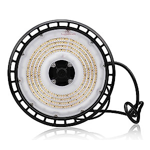 RuggedGrade 100 Watt LED High Bay UFO Corvus Series Lights - with 40w Kono Series Battery Back Up - 14,500 Lumen - 3.3ft Cord - 5000K - DLC Premium 5.1 Optional