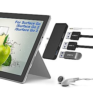 Surface GO/GO 2/GO 3 Hub Docking Station, 4 in 2 Surface Go Adapter with 2X USB 2.0 Ports, 1x USB 3.0 Port(5Gbps) & 3.5mm Audio/Microphone/Headset Jack,Combo Accessories for Microsoft Surface GO/2/3