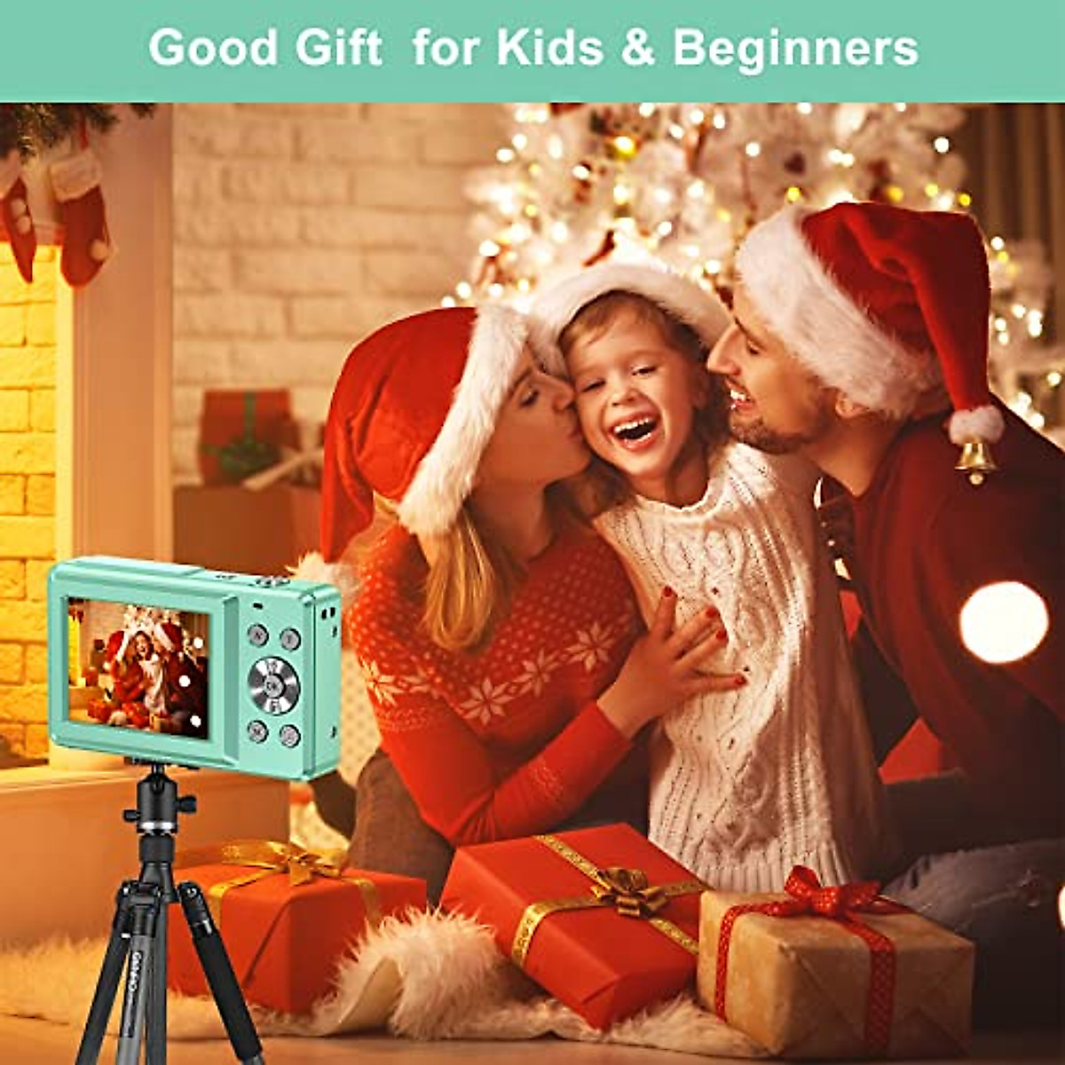 Digital Camera, FHD 1080P Digital Camera for Kids Video Camera with 32GB SD Card 16X Digital Zoom, Compact Point and Shoot Camera Portable Small Camera for Teens Students Boys Girls Seniors(Green)