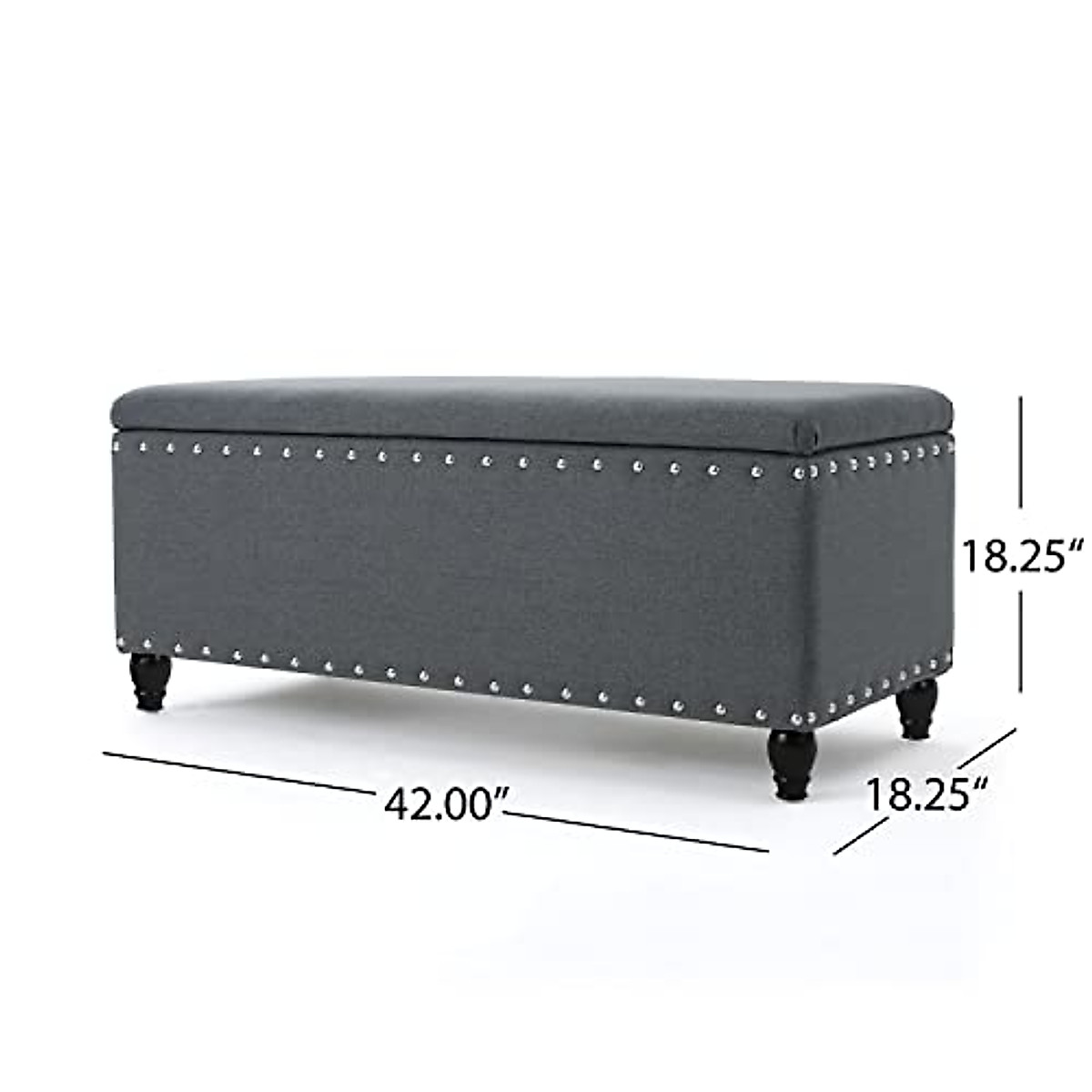 Christopher Knight Home Tatiana Fabric Storage Ottoman, Charcoal
