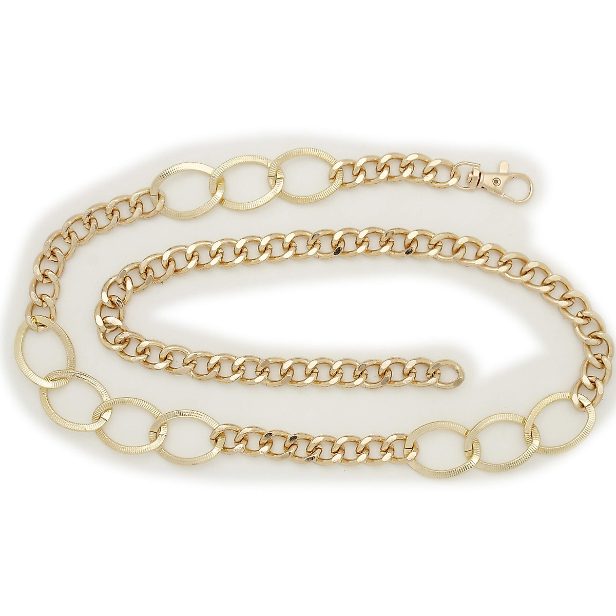 TFJ Women Fashion Narrow Belt Hip High Waist Gold Metal Chain Links Plus Size XL XXL