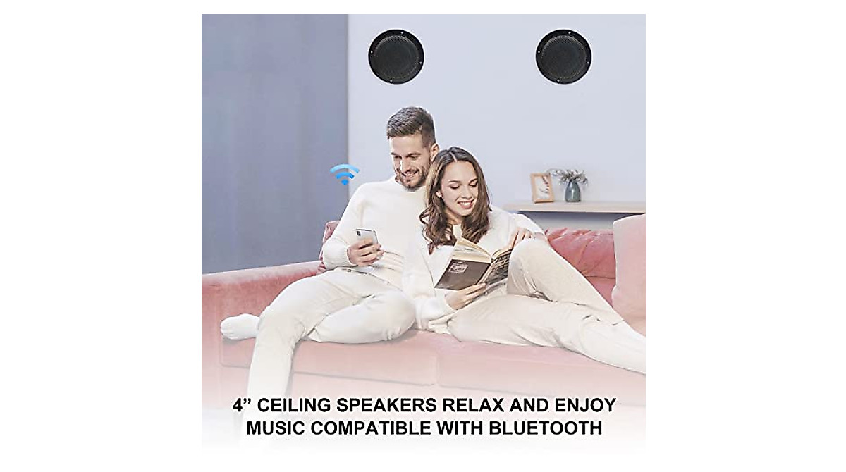 Herdio 4 Inches 320W Ceiling Bluetooth Speakers, 2 Way Flush Mount ...