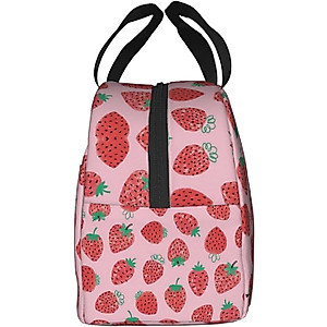 Giwawa Cute Strawberry Lunch Bag Insulated Lunch Box Kids Reusable Refrigerated Insulated Tote Bag Multifunctional School Work Lunch Container Home School Office Outdoor Use Bag