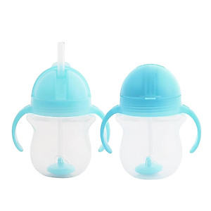 Munchkin Click Lock 7 Ounce Weighted Flexi-Straw Cup (2 Count, Blue/Blue)