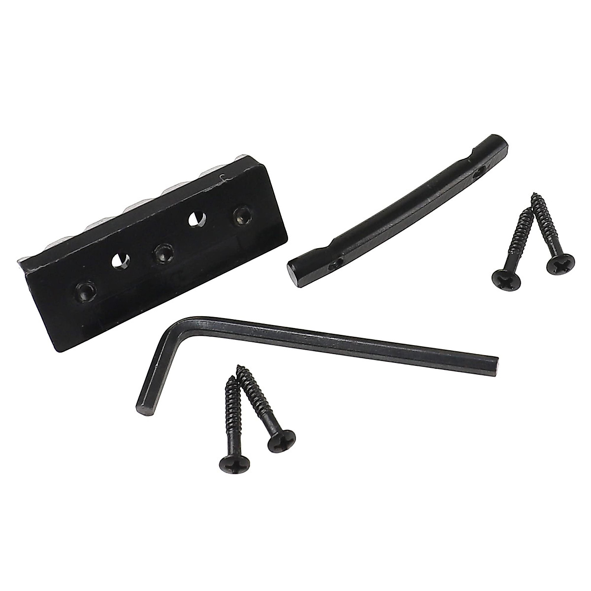 1Set Yootones Guitar Locking Nut & String Tension Bars String Retainers Compatible with Floyd Rose Tremolo Guitar Bridge (Black)