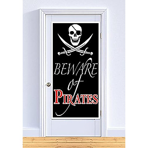 Beistle Beware of Pirates Door Cover,Black/White/Red