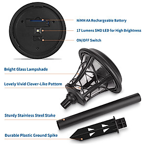 Solar Pathway Lights Outdoor Waterproof - 6 Pack Super Bright Glass Solar Lights, Auto On/Off Stainless Steel Landscape Path Lights Solar Powered for Garden Yard Lawn Path Driveway, Warm White, Black