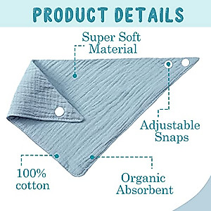 Jiuguva 10 Pieces Muslin Baby Drool Bibs Cotton Teething Bandana for Unisex Boys Girls, 10 Solid Colors Set for Drool Bibs (Bright Colors)