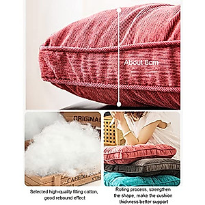 SUCADA Modern Velvet Chair Pads,Square Lumbar Back Support Seat Cushion Cozy Soft Seat Pad with Ties,Corduroy for Kitchen Garden Living Room Dining Office-Dark Gray a 43x43cm+43x30cm