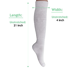 AWS/American Made Slouch Socks Cotton Scrunch Knee High Extra Long and Heavy Socks (White, 1)