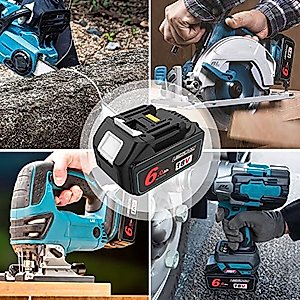 DKSIDKN 2Pack 18V 6.0Ah BL1860 Lithium-Ion Replacement Battery Compatible with Makita BL1830B BL1860B BL1840B BL1815 LXT-400 18Volt Cordless Tools with LED Indicator